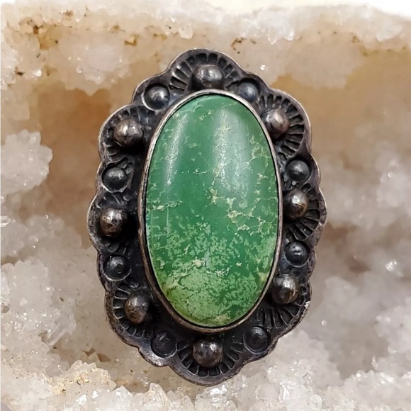 Jewelry | 925 Silver Native American Style Ring W Turquoise Beaded ...
